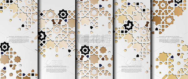 Modern arabesque pattern collection gold texture b