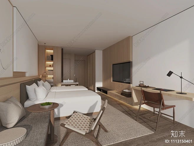 现代酒店客房3D模型下载【ID:1113150401】_知末3d模型网-花瓣网