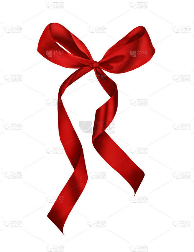 在白色背景上孤立的现实红蝴蝶结.