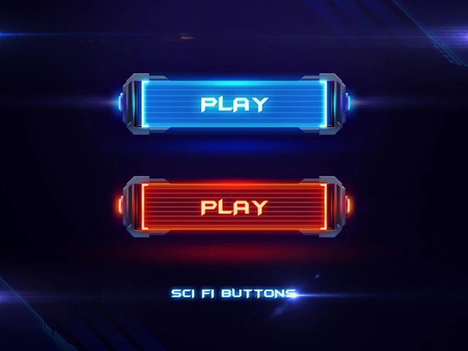 Sci Fi Buttons future hi tech neon game ui space sci-fi button-花瓣网