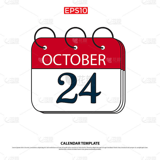October 24.Calendar icon.Vector illustration,flat