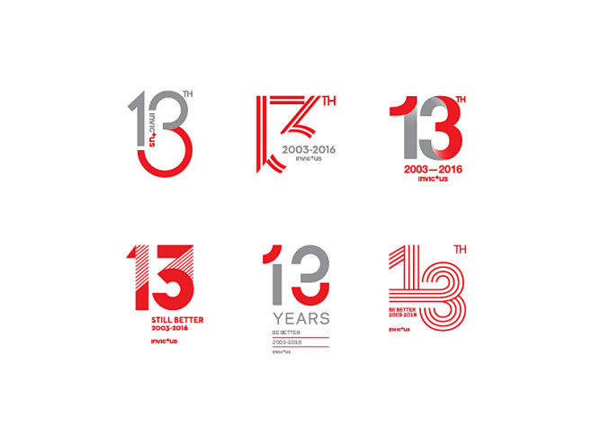 Invictus 13th Anniversary Logo minimal typography 13 logo anniversary
