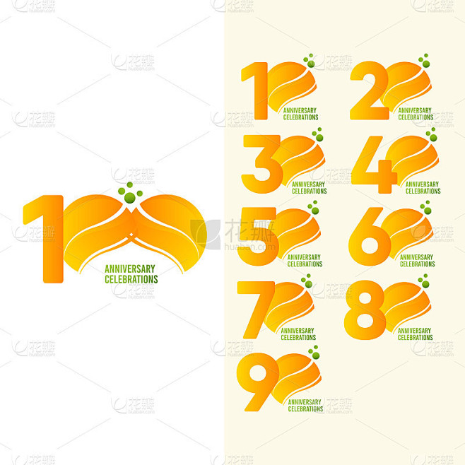 100 Years Anniversary Celebration Set, Orange Vect