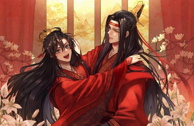 《魔道祖师》古风耽美BL 古风纯爱插画 小说同人插画 TV动画-花瓣网