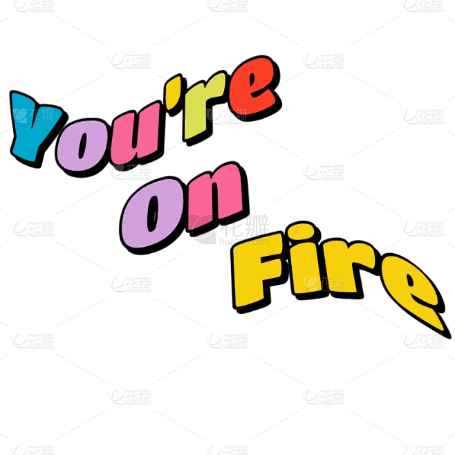 Retro Colorful Text Sticker素材-花瓣网