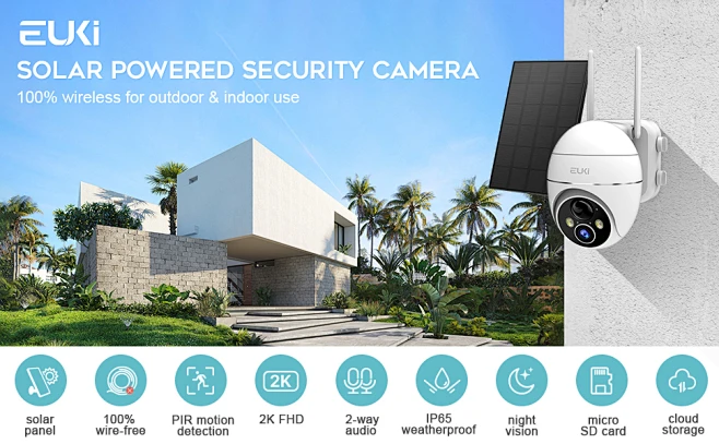 EUKI Solar Security Camera Outdoor-花瓣网
