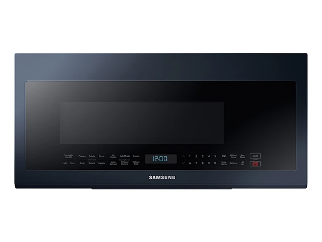 Navy Steel Smart Bespoke Over-the-Range Microwave with Sensor Cooking ...