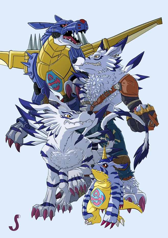 Digimon - Garurumon Family-花瓣网