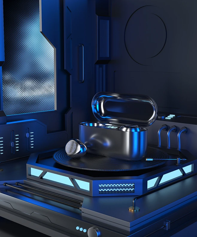 C4D蓝牙耳机小场景渲染合成首页/专题设计图片_P4D海报图片素材-花瓣网