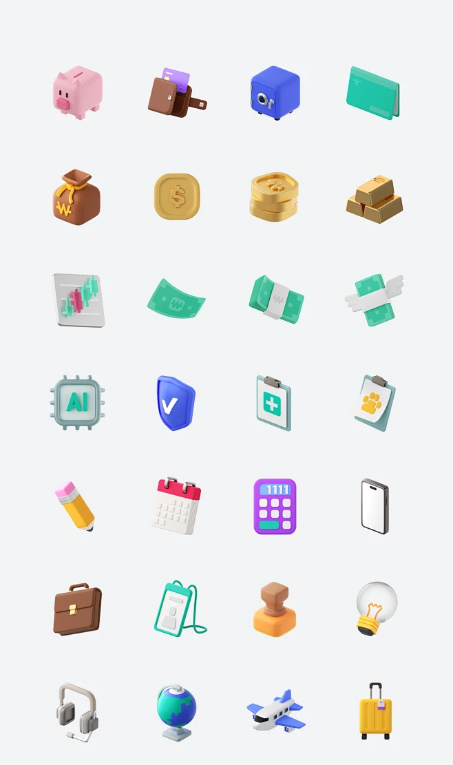 3Dicon Bank finance icon set Icondesign HANABANK motion design-花瓣网