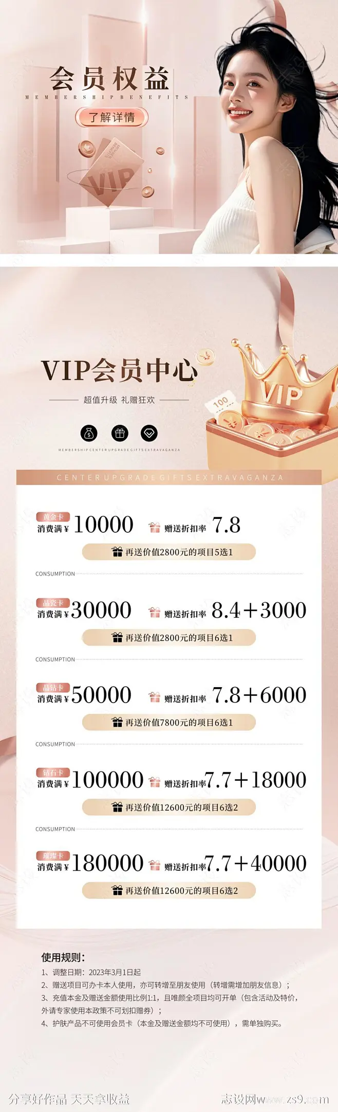 小程序vip会员权益海报-源文件-志设网-zs9.com-花瓣网
