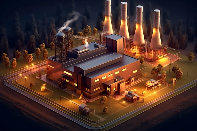 2.5D工厂建筑重工业元素-花瓣网