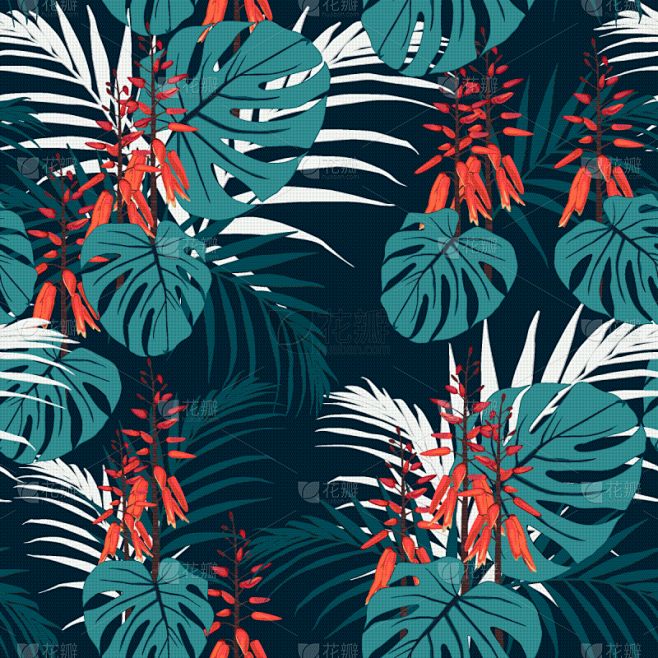 seamless tropical pattern vivid tropic foliage