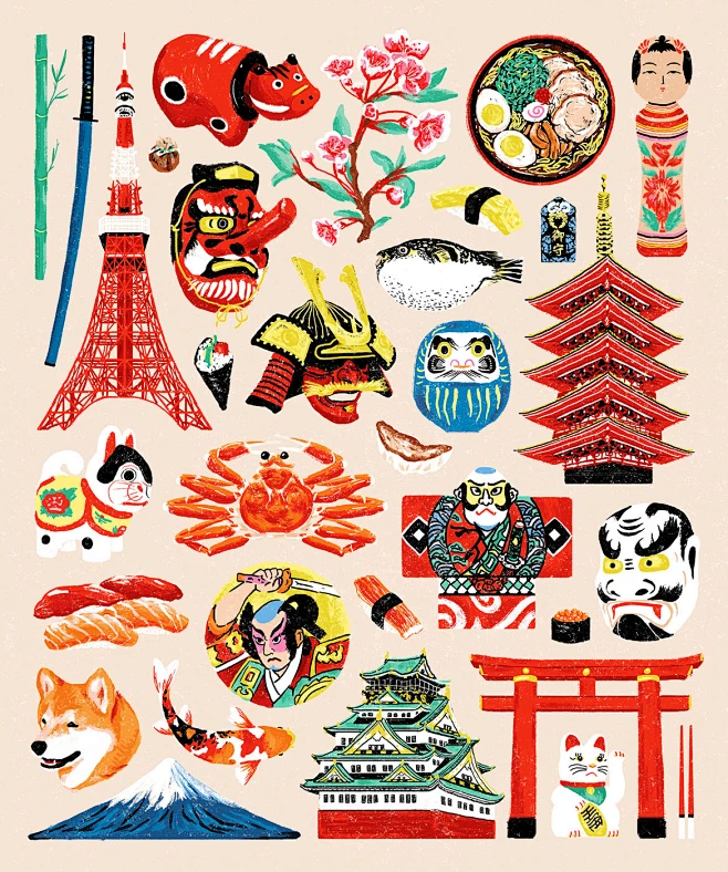 Aka : Illustrated some Japanese icons-花瓣网