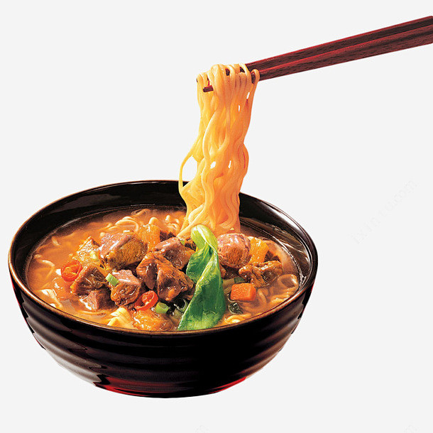 筷子夹起兰州牛肉拉面免抠png素材_新图网ixintu.com