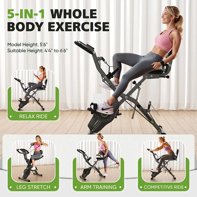 Amazon.com : GOIMU Exercise Bike, 5 in 1 Foldable Stationary Bike for ...