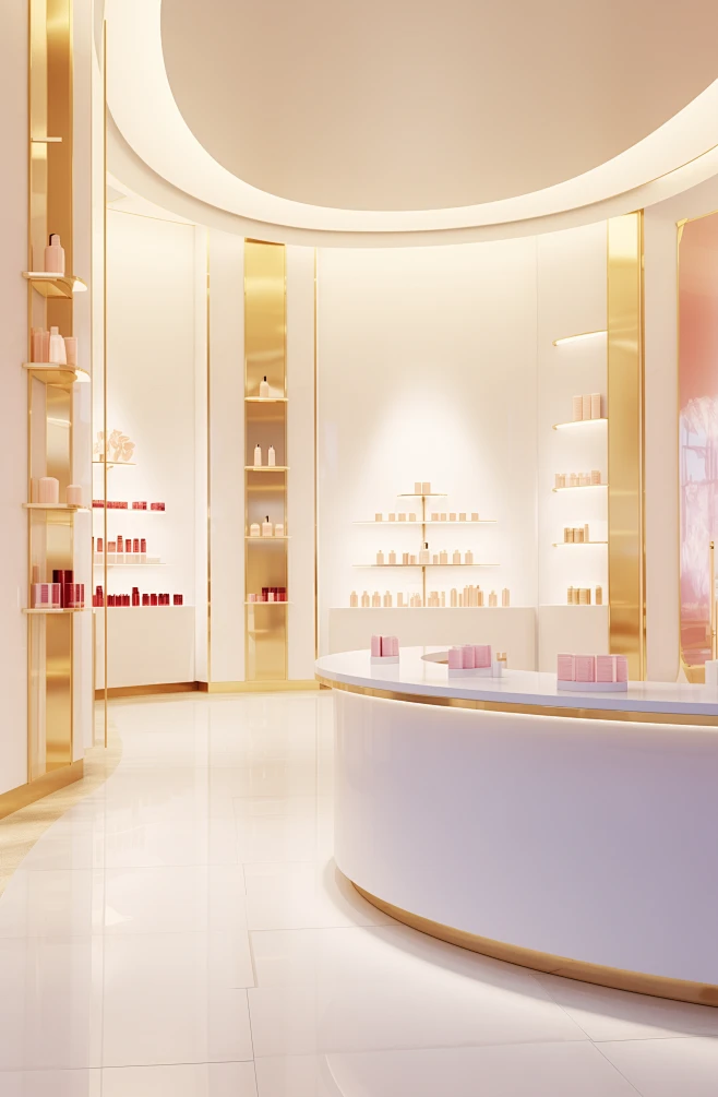popoker_a_circular_golden_beauty_store_with_a_counter_in_the_st ...