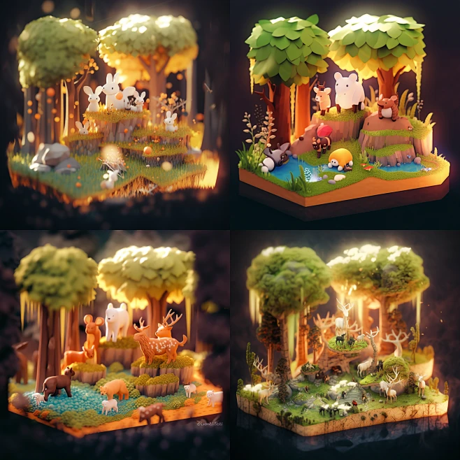 Forest_Many_animals_tilt_-_shift_3d_render_ZBrush_Octane_R_af1195a9 ...