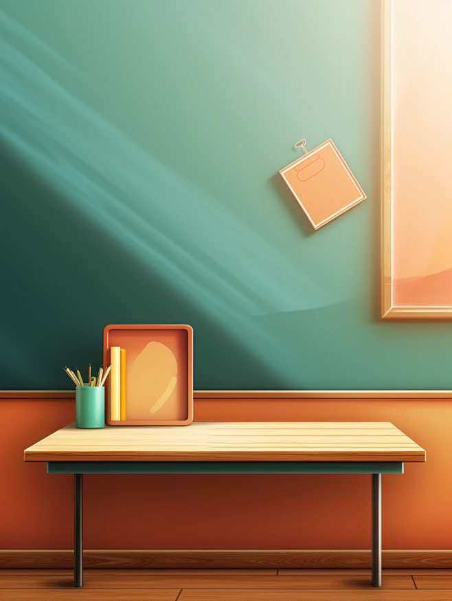 teacher's desk on the wooden table in the corner of the classroom c4d ...
