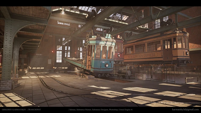 Tram Depot, Grigoriy Karmatskiy : Tram depot scene I created during ...