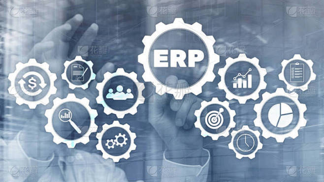 ERP系统，背景模糊的企业资源规划。业务自动化和创新概念