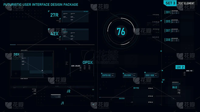Futuristic user interface design element set 03素材-花瓣网