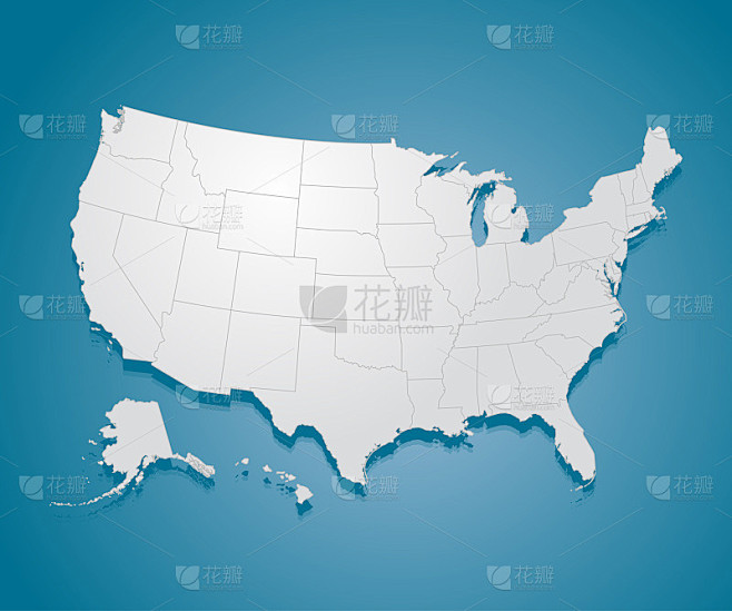美国国家，矢量美国地图