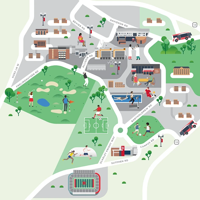 map University campus infographic building school maps chart diagram ...