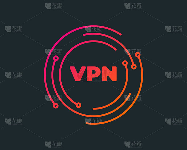 VPN -虚拟专用网络图标。简单的符号。勾勒现代设计元素。简单的黑色平坦向量符号。