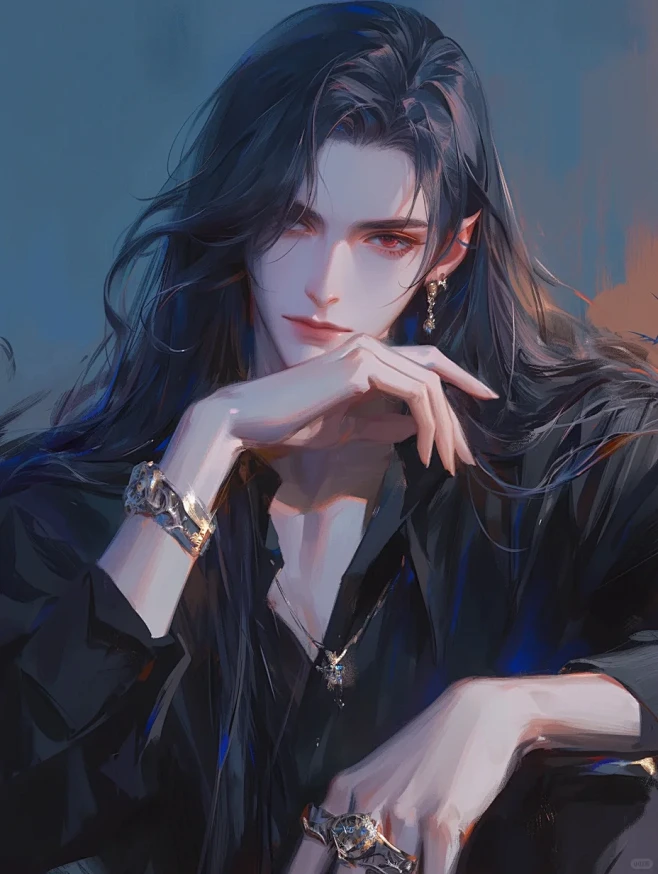 蓝色系古代男，可垫，商用-花瓣网