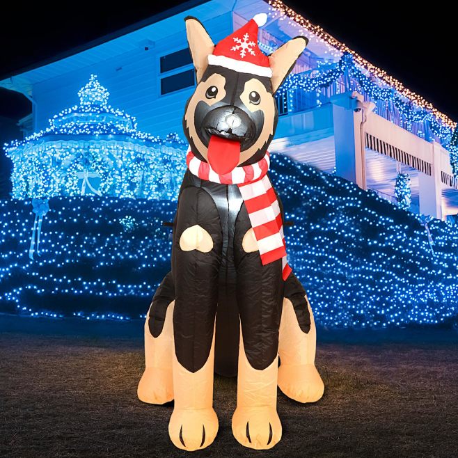 Glimin 5ft Lighted German Shepherd Inflatable Dog LED Lighted German ...