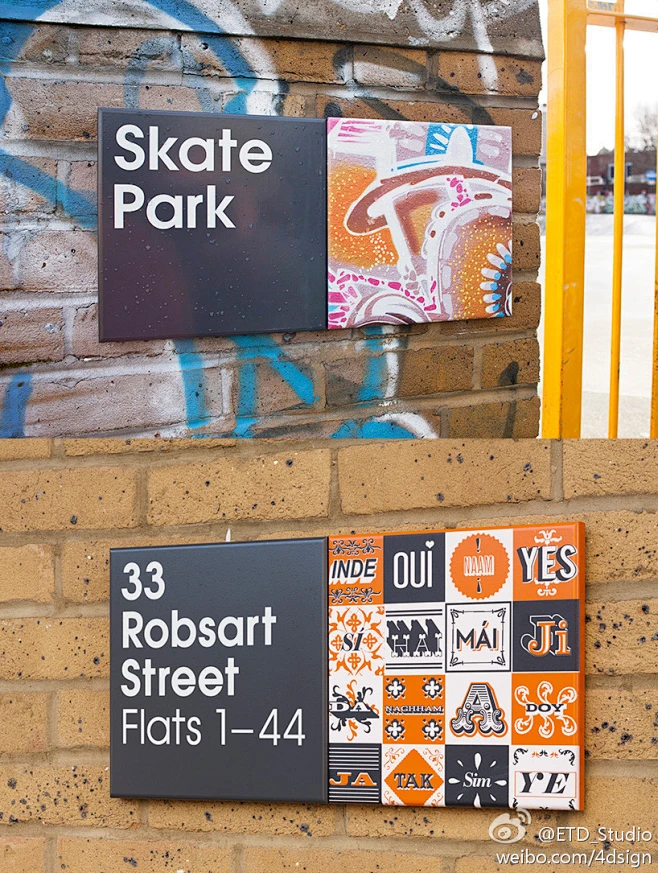 hat-trick design完成了一项位于伦敦朗伯斯区的导视设计项目-花瓣网