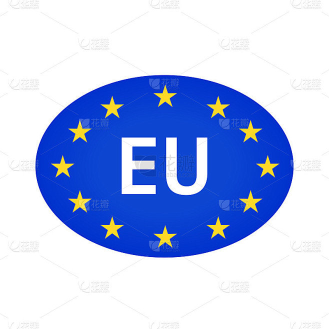 欧盟。欧盟标志标志。欧洲联盟矢量旗的平面插图。