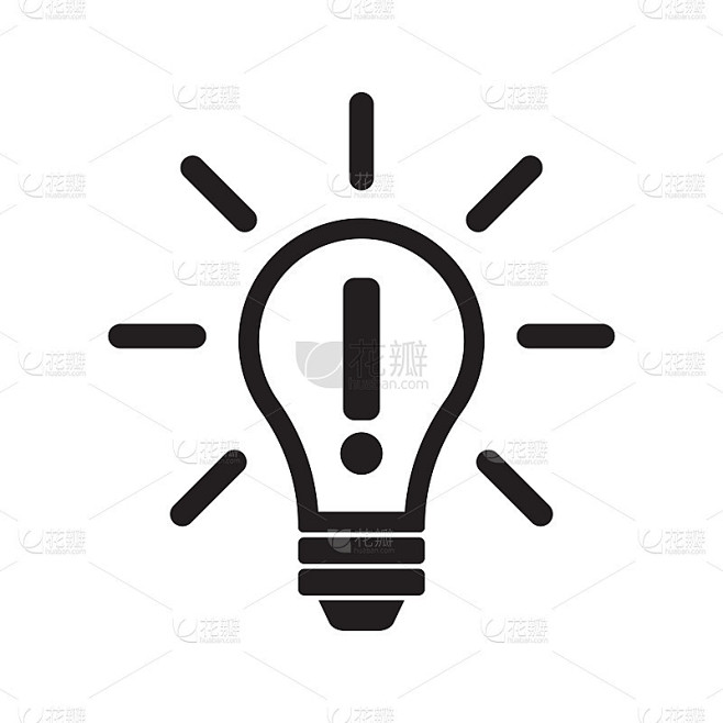 矢量注意图标，想法图标，灯泡图标