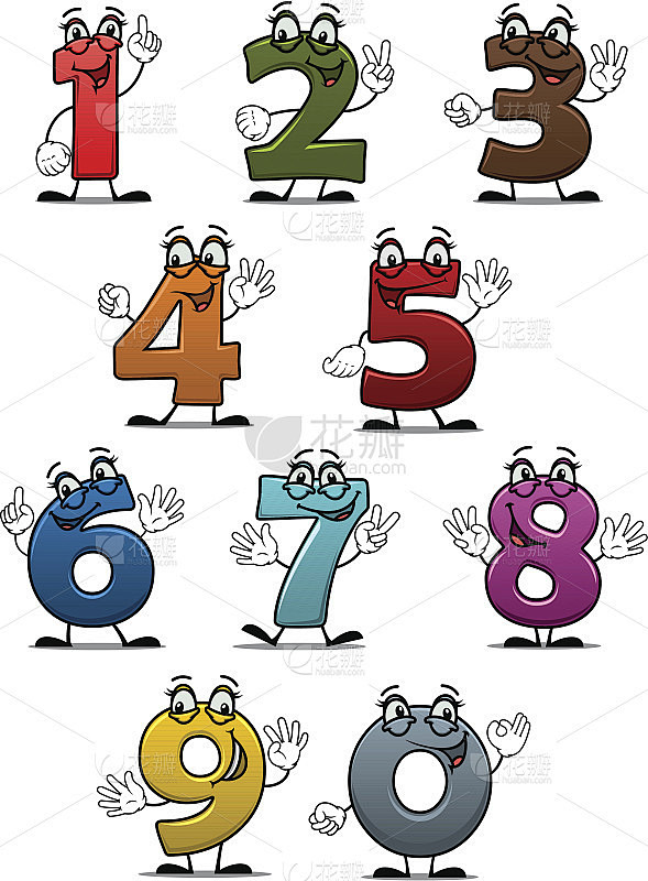 卡通有趣的数字和数字