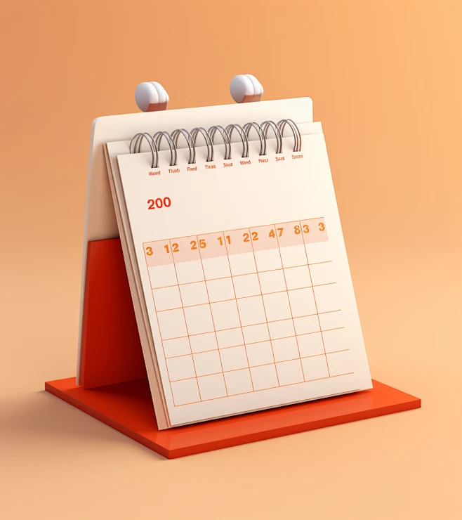 3d jpeg of red calendar flat illustration design concept render, in the ...