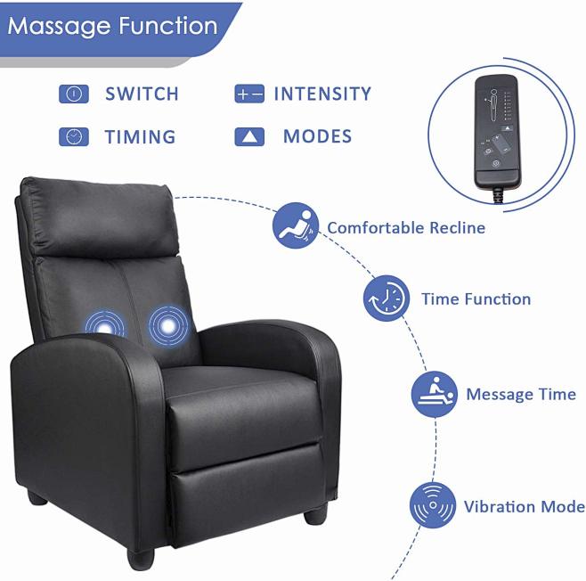 Amazon.com: Homall Recliner Chair Padded Seat PU Leather for Living ...