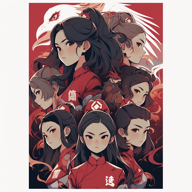 a group of anime characters standing next to each other, by Ryan Yee ...