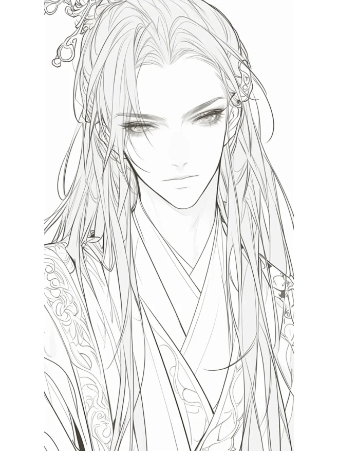 线稿分享｜古风成男头像10 - 小红书-花瓣网