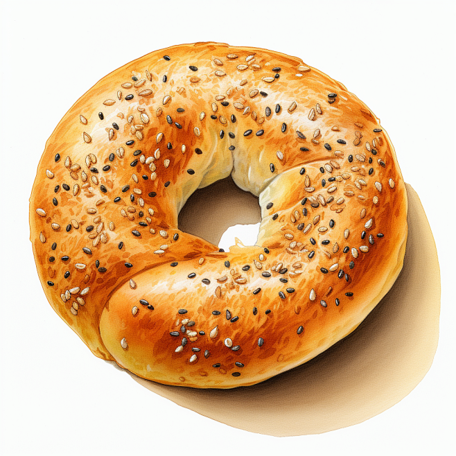 dddaidai_A_hand-painted_illustration_style_bagel_with_a_colored ...