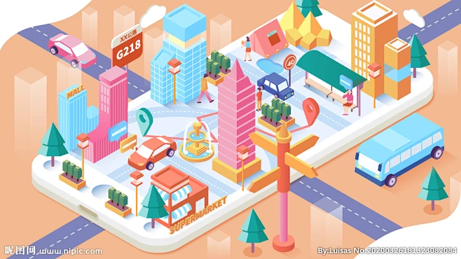 2.5d立体插图-花瓣网