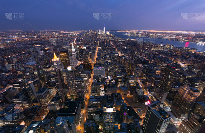 曼哈顿中心,曼哈顿,市区,美国中大西洋地区,美国,水平画幅,曼哈顿金融区,夜晚,无人,蓝色