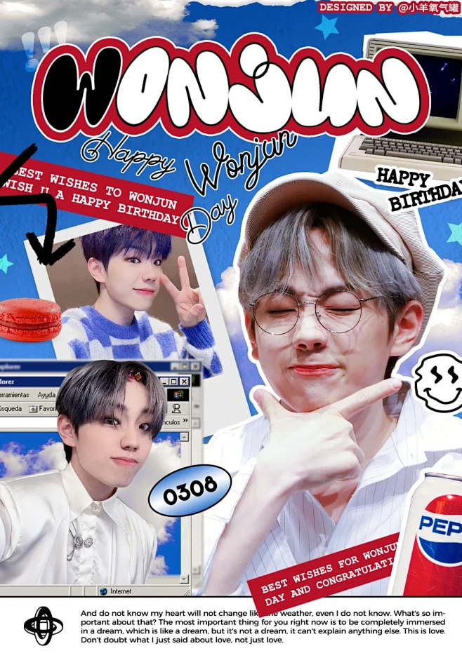 美式拼贴风格生咖设计for WONJUN-花瓣网