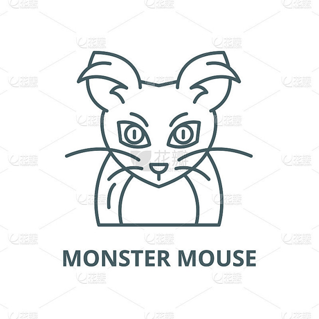 Monster mouse vector line icon, linear concept, ou
