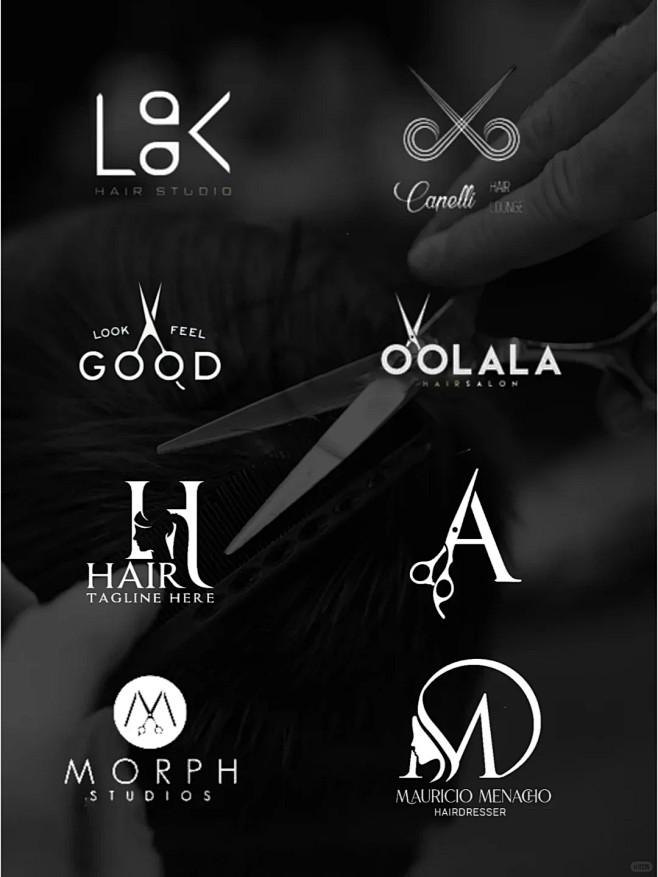 8款美发理发店logo_字母和图案的高级碰撞_1_浅白設計_来自小红书网页版