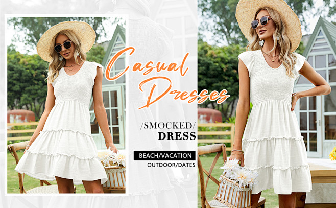 Summer white ruffle dress