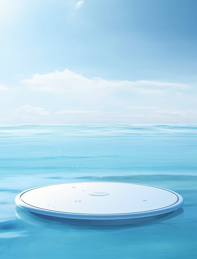 zhangtaiyang_a_white_disk_floating_on_the_ocean_next_to_the_wat ...