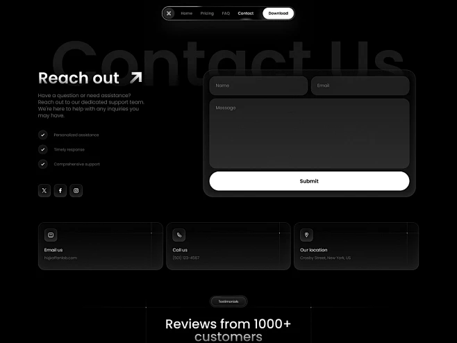 Contact - Section contact us contacts design email forms framer product ...