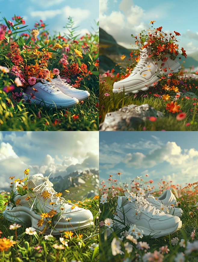 运动-鞋子-AI-C4D-建模-户外-草地-广告拍摄-