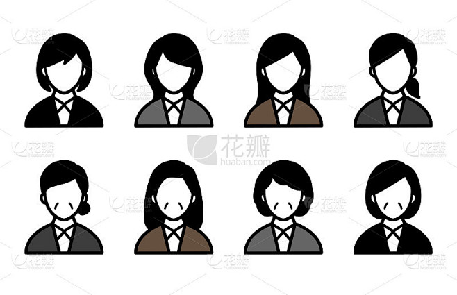 一组图标为年轻女性和中年女性